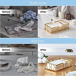 ADDFIT HOUSE Guest Towel Napkin Holder - Guest Towel Holder Tray for Bathroom - Strong Paper Hand Towel Holder Tray - Elegant Disposable Dinner Napkin Towel Holder for Table, Party, Picnic (GOLD)