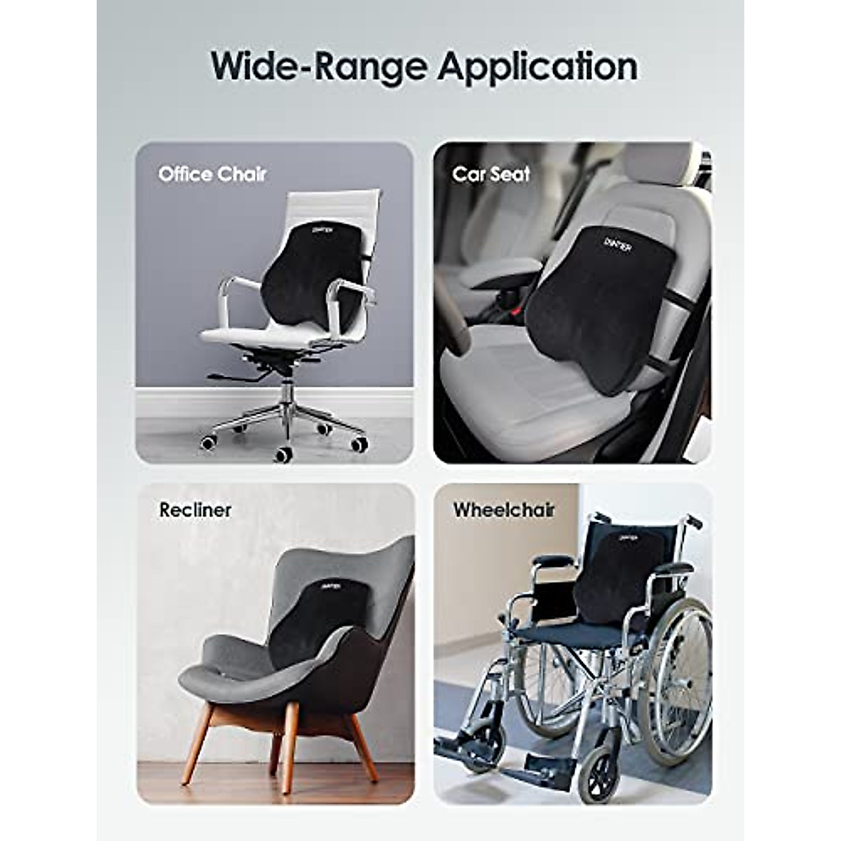 DAINTIER Back Cushion,Lumbar Support Cushion Pillow,100% Memory Foam Car Cushion, Office Chair Cushion for Back Pain Relief, Ideal Back Support for Car Seat, Gaming Chair，Wheelchair…