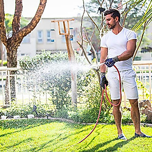 HPHST Waterproof Work Gloves, 3 Pairs Working Safety Construction Gloves Heavy Duty Oil Resistant Gardening Gloves with Nitrile Coating for Men Women Blue Large 3 Pairs