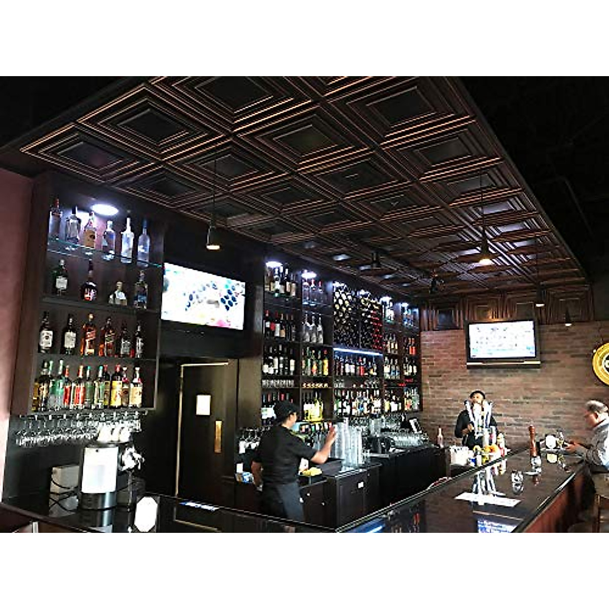 Schoolhouse-Faux Tin Ceiling Tile - Antique Brass 25-Pack