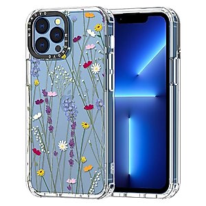 MOSNOVO Case for iPhone 13 Pro Max, [Buffertech 6.6ft Military-Grade Drop Protection] [Anti Peel Off Tech] Clear TPU Bumper Phone Case Cover Design - Floral Garden