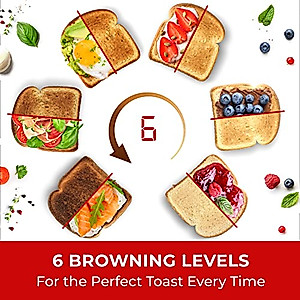 Mueller UltraToast Full Stainless Steel Toaster 2 Slice, Long Extra-Wide Slots with Removable Tray, Cancel/Defrost/Reheat Functions, 6 Browning Levels with LED Display