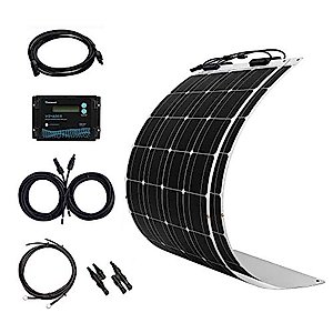 Renogy 200 Watt 12 Volt Flexible Solar Panel Kit with 2 Pcs 100W Monocrystalline Panel and 20A Waterproof PWM Controller for Caravan, RV, Boat and Uneven Surfaces