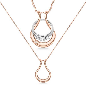 Emily C Original Patented Ring Holder Necklace,Stainless Steel Necklace Ring Holder,Women & Men Wedding Ring Holder Necklace, Stainless Steel, Cubic Zirconia