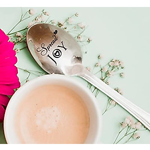 Spread Joy | Spoon Christmas Gift for Mother Father | Christmas Stocking Stuffer | Christmas Gift for Grandparents Son Daughter | Holiday Gift for Parents - 7 Inch Stainless Steel Spoon