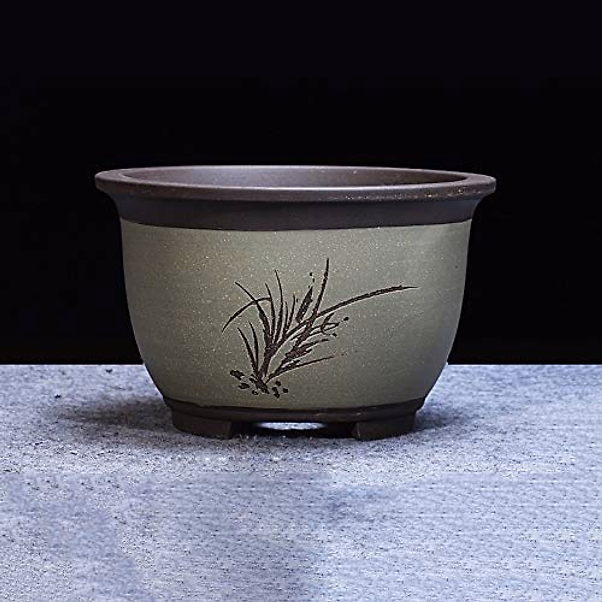 Purple Sand Flower Pot Green Cactus Orchid Pot Classical Large Medium and Small Flower Planter Round Ceramic Succulent Planter Pot Suitable for Indoor Longevity Flowers Cyclamen Orchid