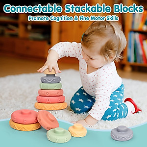 Baby Toys 6 to 12 Months Baby Blocks Soft Stacking Toys for Infant, Montessori Toys for Babies 1 2 3 Years Old Building Blocks Toys for Babies 6 Months and Up, Educational Learning Toys, 23PCS