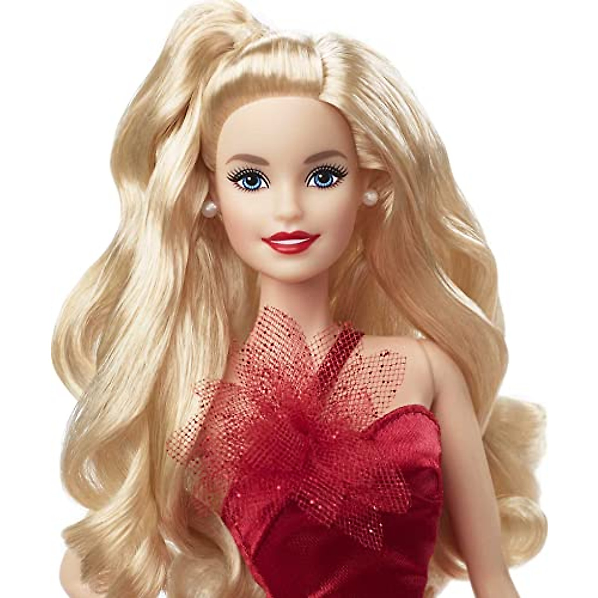 Barbie Signature 2022 Holiday Barbie Doll (Blonde Wavy Hair) with Doll Stand, Collectible Gift for Kids Ages 6 Years Old and Up