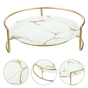 ARTIBETTER Rack Multifunctional Shower Spices Lotion Bathroom Racks Layer Serving Vanity Hotel Products Skincare Marble Countertop Pattern Towel Flowerpot Iron Kitchen Makeups Standing Round