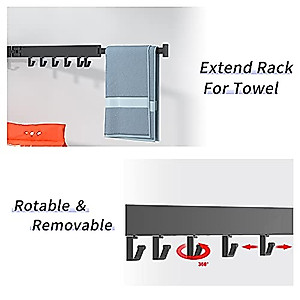 PLKO Retractable Clothes Drying Rack,Wall Mounted Clothes Hangers， Space Saver Laundry Drying Rack for Balcony,Laundry,Bathroom,Patio and Bedroom (3-Pole Black)
