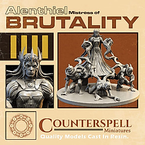 DUNGEON CRAFT Unpainted Miniatures, Compatible with DND, RPG, Tabletop Games, Roleplaying Figures for Your Dungeons & Dragons Quest, Mini Gaming Action Figures (Alenthriel- Mistress of Brutality)
