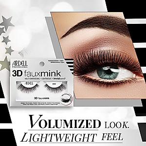 Ardell False Eyelashes 3D Faux Mink Lashes 859 - Lightweight Reusable Strip Lashes with Invisiband, Ultra-Fluffy Volume for a Natural Glam Look, 4 Pairs