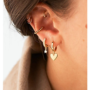 VACRONA Gold Heart Hoop Earrings Huggie Earrings for Women 14k Gold Plated Small Hoops Earrings