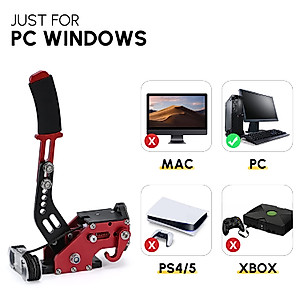 64-Bit PC USB Handbrake for SIM Auto Racing Games G25/ G27/G29 T500 Steel & Aluminum RALLY Adjustable for PC Windows PS Red with Clamp