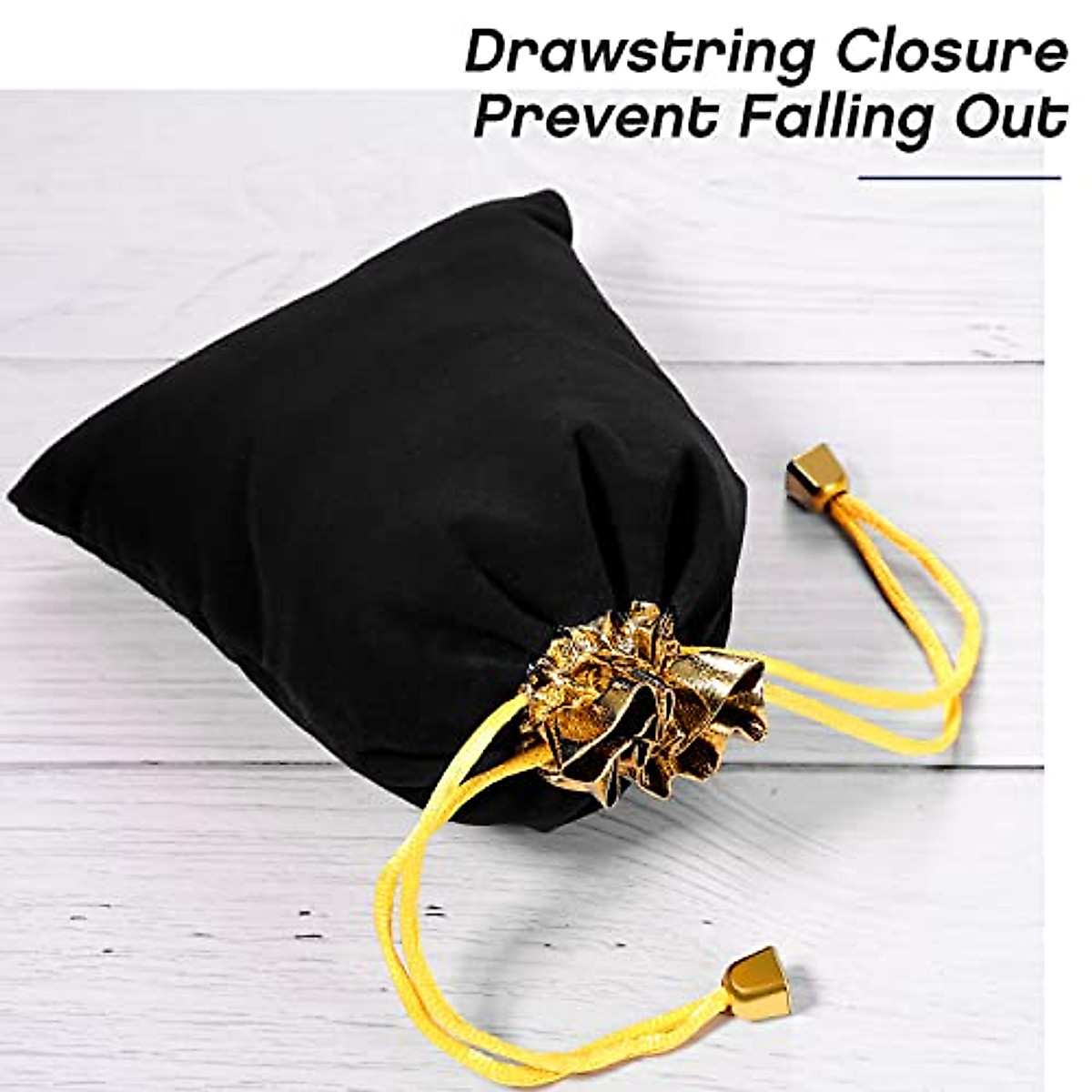 Riakrum 50 Pieces Velvet Bags Soft Jewelry Pouch with Drawstrings Velour Packaging Pouch Drawstring Velvet Present Bag for Candy Wedding Party Birthday Christmas Thanksgiving, 4.7 x 6.3 Inch (Black)
