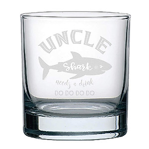 Veracco Uncle Shark Needs a Drink Whiskey Glass Funny BirthdayGifts Fathers Day For Uncle New Dad Father (Clear, Glass)