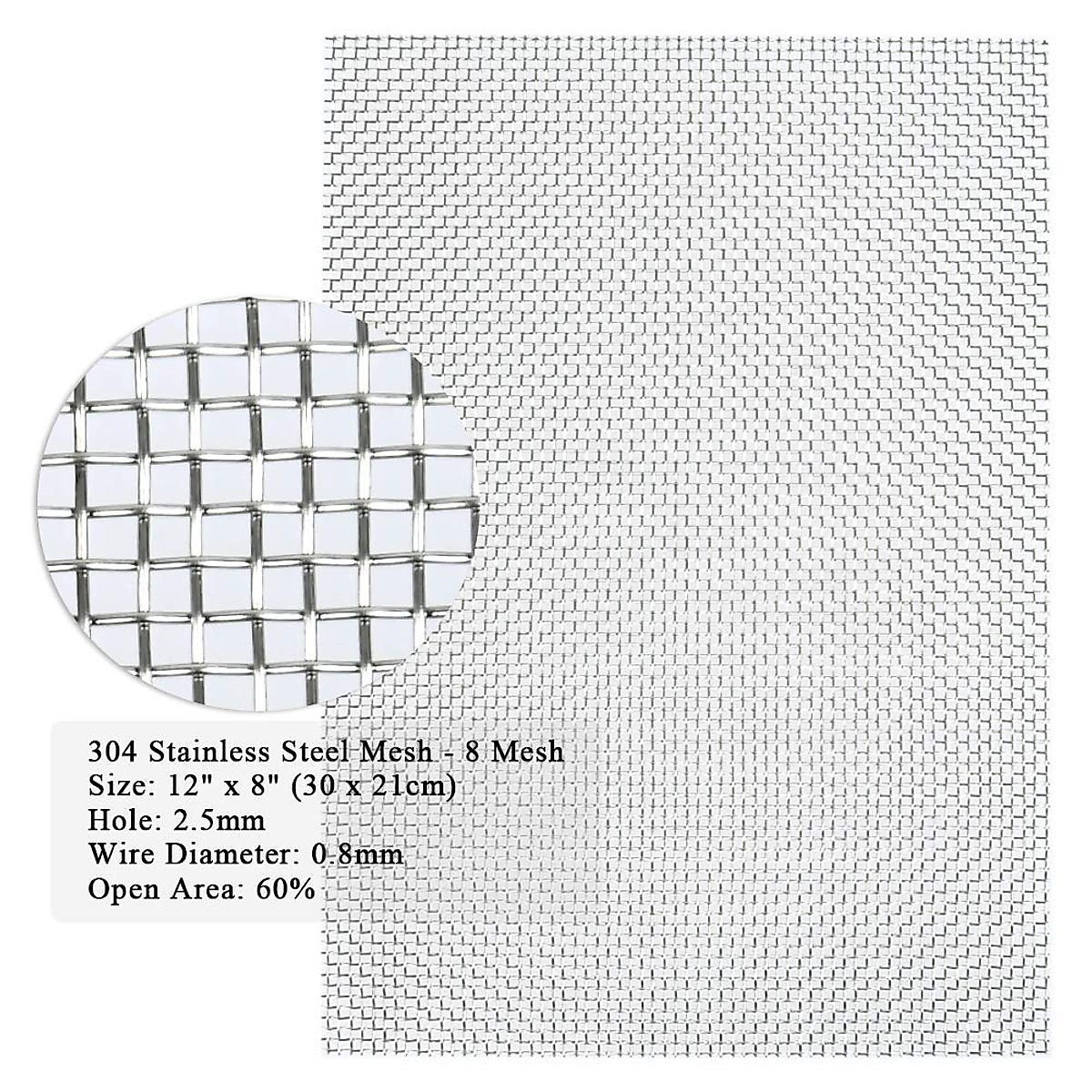 TIMESETL 3 Pcs Stainless Steel Woven Wire 8 Mesh - 12" x 8"(30x21cm) Garden Fence BBQ Wire Mesh Window Screen Mesh