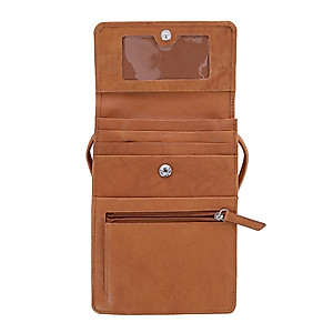 ili New York 6824 Leather Crossbody Organizer with RFID Blocking Lining (Antique Saddle)