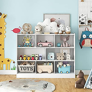 IFANNY 3 Tier Bookcase, Modern Bookshelf with 8 Storage Cubes, Wood Storage Cube Shelves, Small Bookshelves for Small Spaces, Book Shelf for Bedroom, Living Room, Home Office (White)