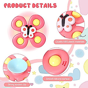 Leitee 9 Pcs Suction Cup Toys Bath Toys Sensory Toys Strong Suction Cup Toys Spinner Dimple Toy Birthday Gifts for Early Education Bathtub Dining Chairs, 3 Styles(Cute Style)