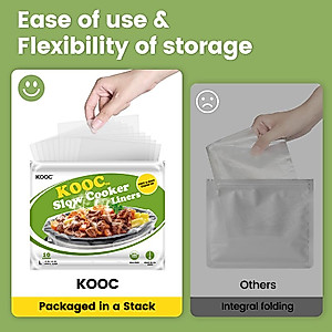 [NEW] KOOC Disposable Slow Cooker Liners and Cooking Bags, 1 Pack(10 Counts), Large Size Pot Liners Fit 4QT to 8.5QT, 13"x 21", Fresh Locking Seal Design, Suitable for Oval & Round Pot, BPA Free