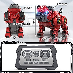 Lterfear Robot Dog for Kids, Remote Control Robot Rechargeable Programing Stunt Robo Dog with Sing, Dance and Touch Function, Robotic Dog Toy for Boys Ages 5 6 7 8 9 10+ Birthday Gifts, Red