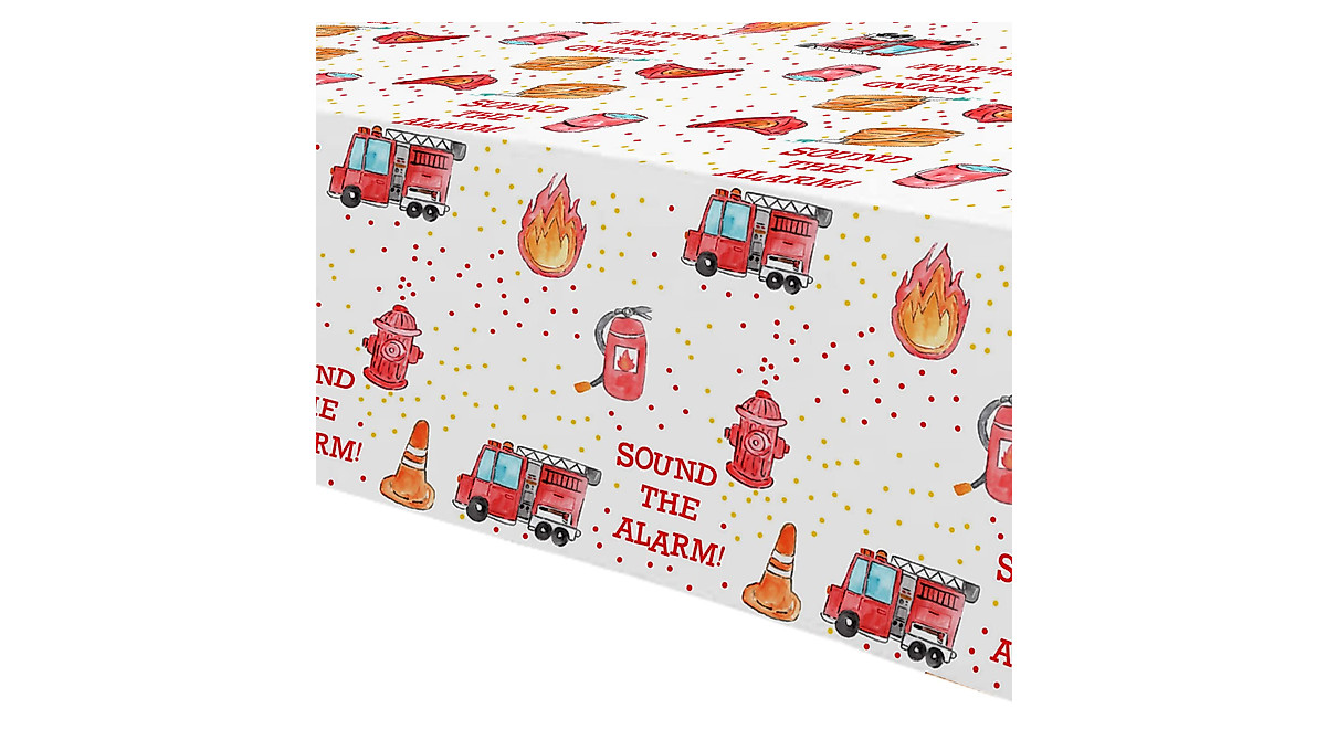 HIPVVILD Fire Truck Birthday Party Tablecloth Supplies - Disposable ...