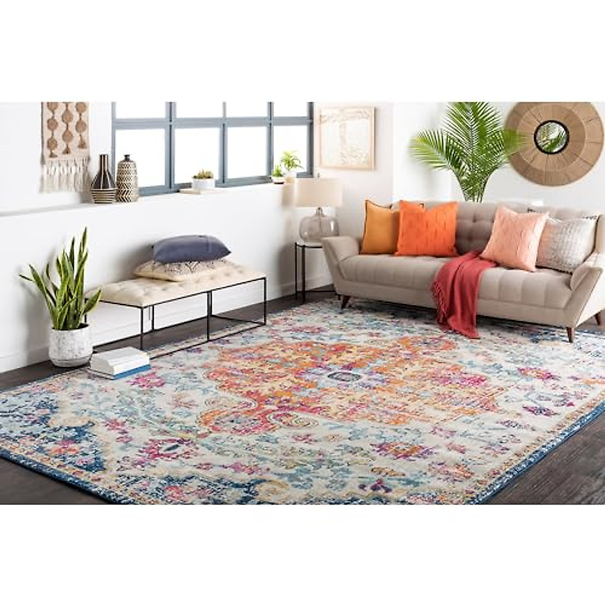 Livabliss Odelia Vintage Bohemian Runner Area Rug,2'7" x 7'3",Orange/Navy