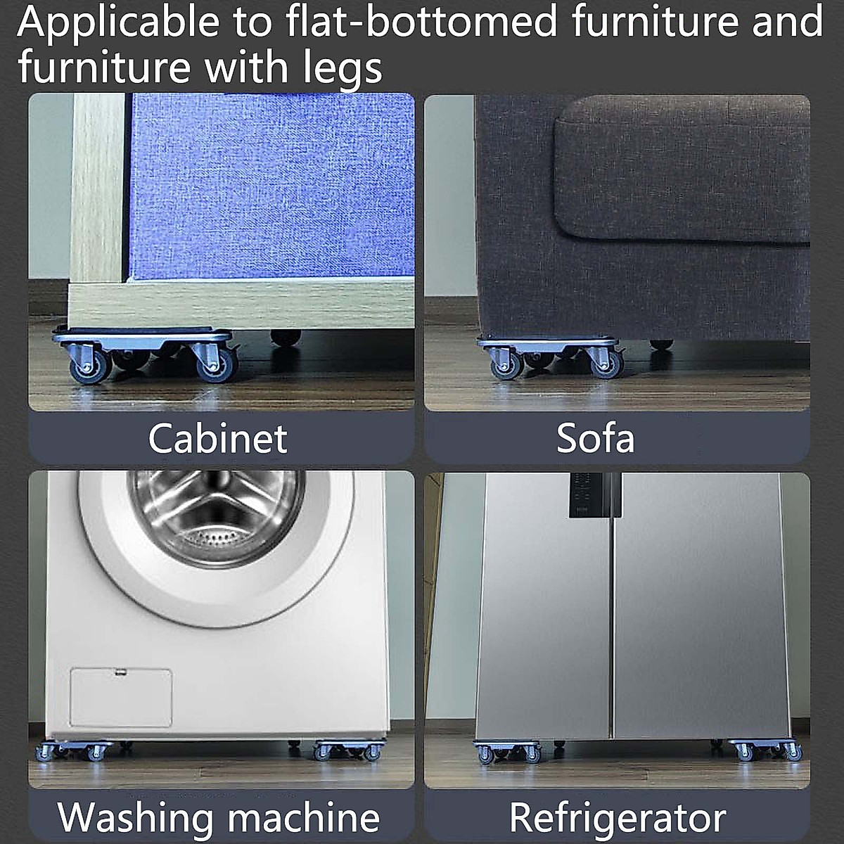 Furniture Movers with Wheels, Heavy Duty Furniture Lifter Tool Set,Furniture Moving Sliders 1320 LBs Load Capacity,for Moving Sofa, Cabinet, Refrigerator (Black)