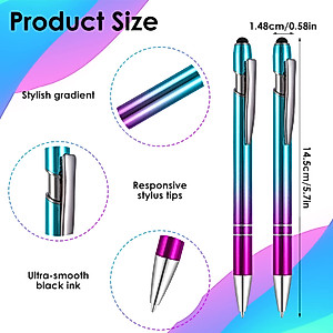 cobee® Retractable Ballpoint Pen with Stylus Tip, 6 Pieces 1.0mm Metal Ball Point Pens Medium Point Smooth Writing Pen Black Ink Pen Stylus Pen for Touch Screens School Office Gift Supplies