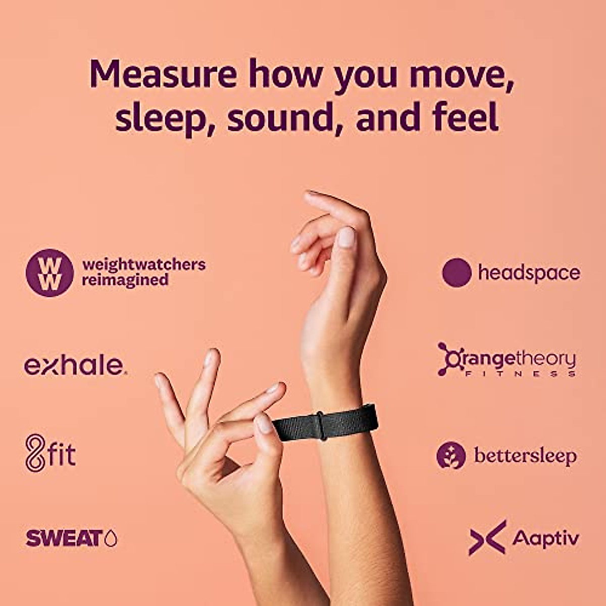 Amazon Halo Band - Medium – Measure how you move, sleep, and sound – Designed with privacy in mind - Black + Onyx