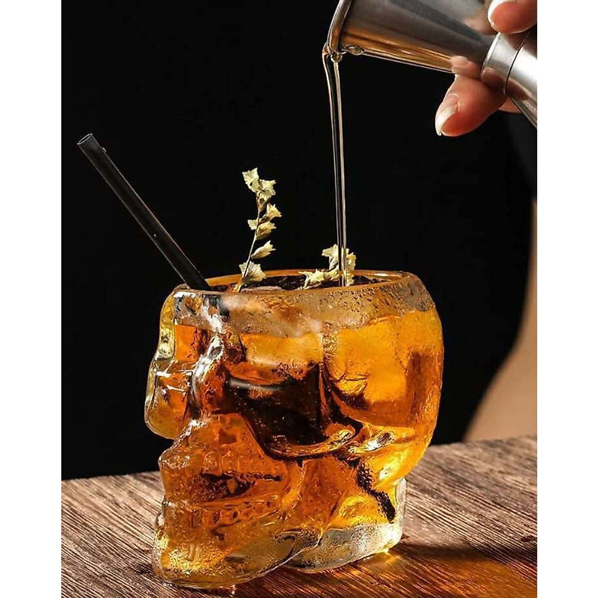 HOAZIACEHN Skull Shot Glasses 2PCS, Crystal Skeleton Cup Halloween Drinkware Supplies, Skull Shaped Clear Glass Cup For Halloween Party Bar (80ml)