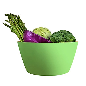 Realm Large Bamboo Bowl Set (Natural Bamboo Exterior) | 12" and 10" Diameter Serving Bowls Perfectly Suited for Snacks, Fruits, Salads, and Pasta