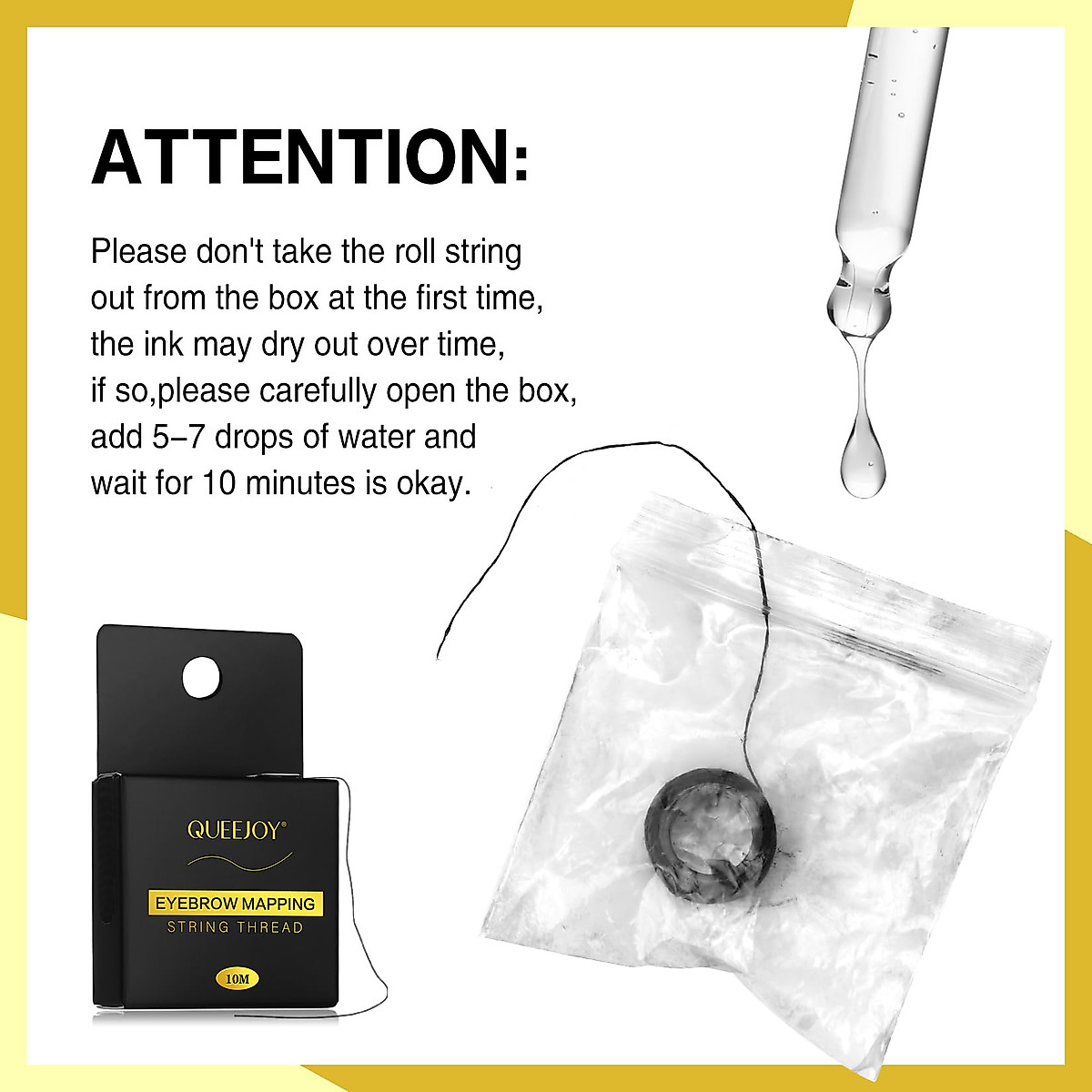 QUEEJOY Brow Mapping String - 10M Black and White Premium Eyebrow Mapping String, 1mm Charcoal Eyebrow Thread, Eyebrow Mapping Kit [2 X 32 Ft Box - 20 m], White Mapping String for Eyebrows