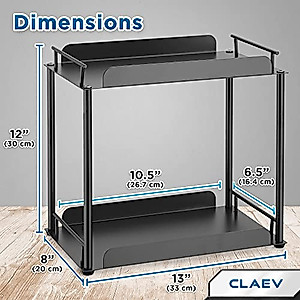 Claev Bathroom Organizer (Black, 13x8x12 Inch) 2 Tier Space Saver Cosmetic Vanity Shelf, Countertop/Counter Sink Storage Tray for Kitchen, Bath, Dresser, Bedroom, Makeup Table
