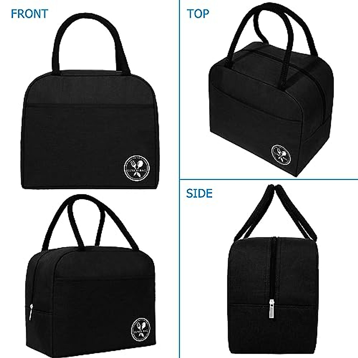 10L 19Cans Insulated Lunch Bag for Women Men, Reusable Lunch Box for Office Work Picnic Beach Travel, Leakproof Soft Cooler Tote Bag Freezable Lunch Bag for Adult, Black