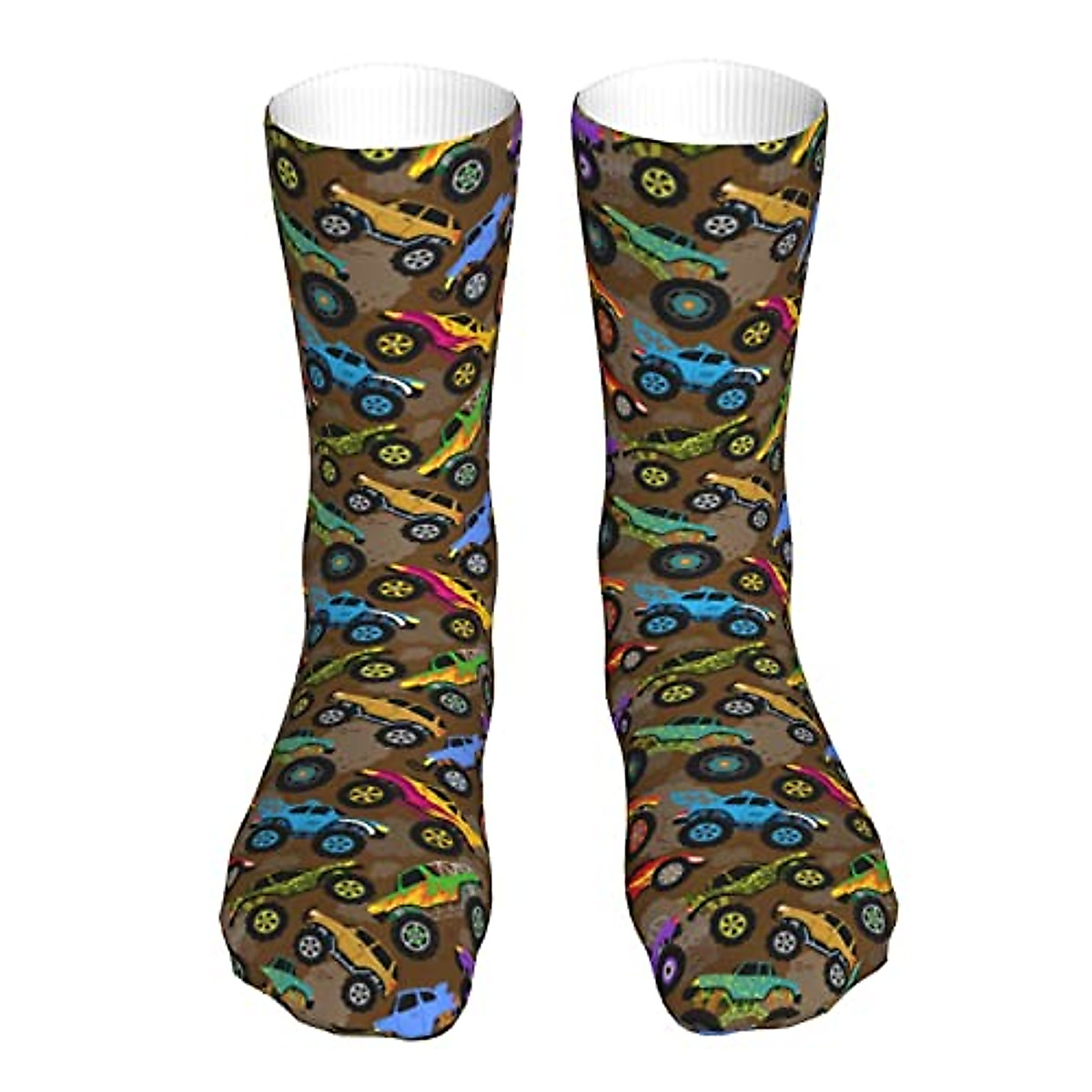 Atuedesty Cartoon Monster Vehicle Car Truck Show Novelty Crew Socks Adults Teens Dress Socks Novelty Daily Wear Sock for Golfing Fishing Hunting Camping Racing Football Biking Athletic Holiday