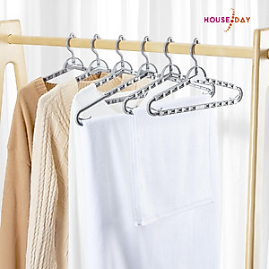 HOUSE DAY Extra Large Adjustable Hangers 4 Pack, Heavy Duty Clothes Hangers with 360° Rotating Hook, Sturdy Plastic Hangers Ideal for Coat,Sweaters, Jackets, Bath Towels, Oversized Garments (Gray)