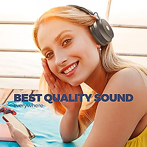 MuveAcoustics CORE Over-Ear Headphones, Over-Ear Bluetooth Wireless, Soft On-Ear Cushion Earcups Foldable, 20H Playtime, HD Audio Deep Bass for Airplane Travel, Home Office, PC Chromebook, Black