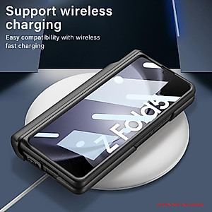 DEMCERT for Samsung Galaxy Z Fold 5 Case with [Fold5 Edition S-Pen Holder] [Wrist Band], Luxury PC Magnetic Shockproof Cover with Screen Protector for Samsung Galaxy Z Fold 5 5G (Carbon Fibre)