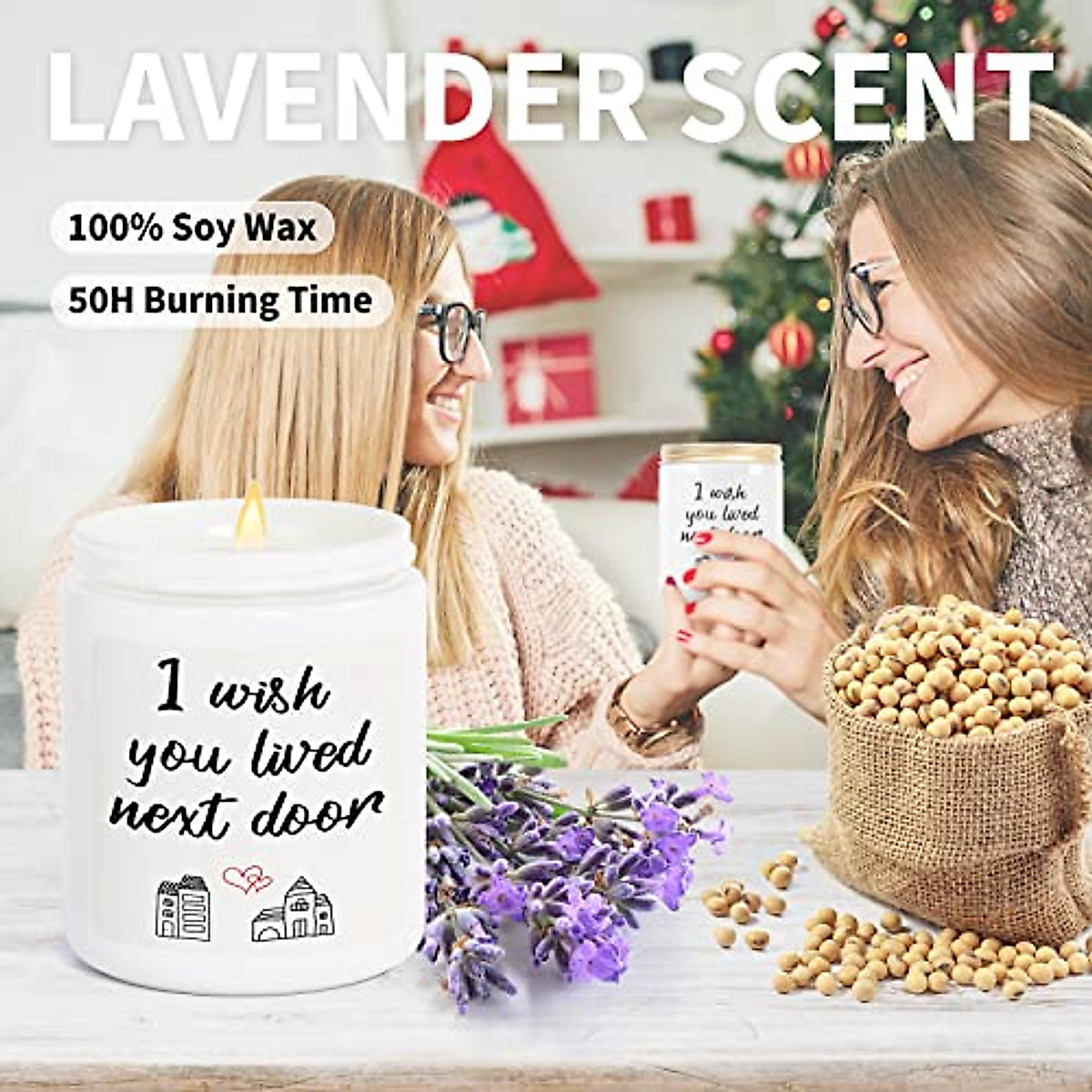 Christmas, Best Friend, Friendship Gifts for Women- Going Away Gifts for Friends Moving- Funny Birthday Housewarming Candle Gifts for Friends Mom Coworker- I Wish You Lived Next Door