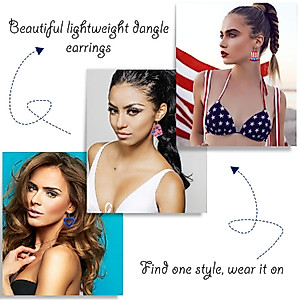 16 Pairs Independence Day American Flags Patriotic Faux Leather Earrings Dangle Petal Lightweight 4th of July Teardrop Leaf Drop Earrings for Women Gifts