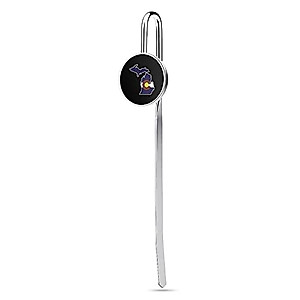Michigan Outline Colorado Flag Vintage Metal Bookmark Silver Book Marker Birthday for Book Lovers 1"