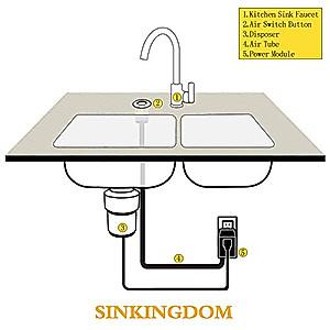 SINKINGDOM SinkTop Air Switch Kit with Champagne Bronze Long Button(Brass Cover) for Garbage Disposal