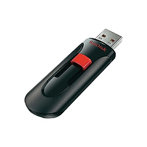 Sandisk Cruzer Glide USB Flash Drive, 64 GB, Black/Red (SDCZ60-064G-A46)