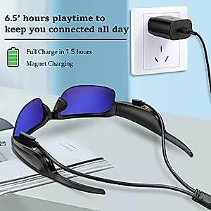 WOXMA Bluetooth Audio Sports Sunglasses Surround Sound,Voice Assistant,6Hrs Battery,Bluetooth 5.3 Glasses IP4 Waterproof (Blue)