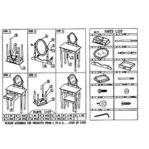Frenchi Home Furnishing Vanity Set with Stool and Mirror