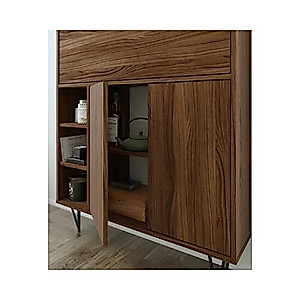 Nexera 611031 Slim Bar Cabinet, Secretary Bookcase Desk with Storage