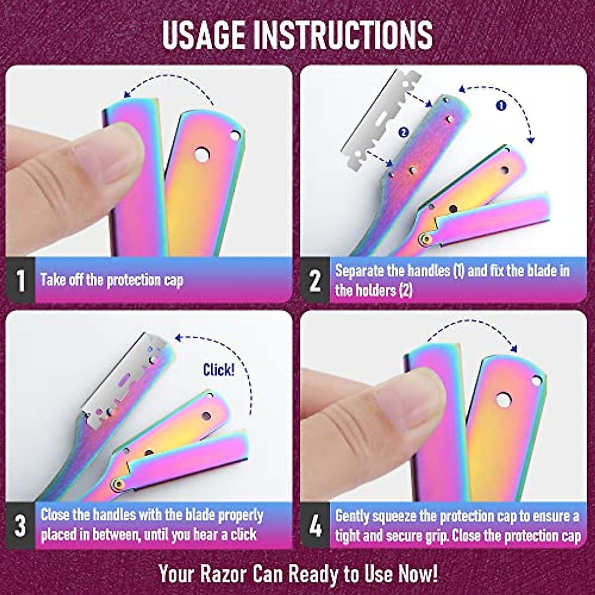 Professional Straight Edge Barber Razor for Men with 100 Single Blades Premium Stainless Steel Shaving Razor for Home & Salon Grooming Using