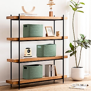 UBBCARE 4 Pack Shelf Baskets for Storage Woven Storage Baskets for Organizing (14.5''L x 9.84''W x 9''H), Basket Organizer for Dog Toys, Books, Clothes, Large Gift Basket, Green